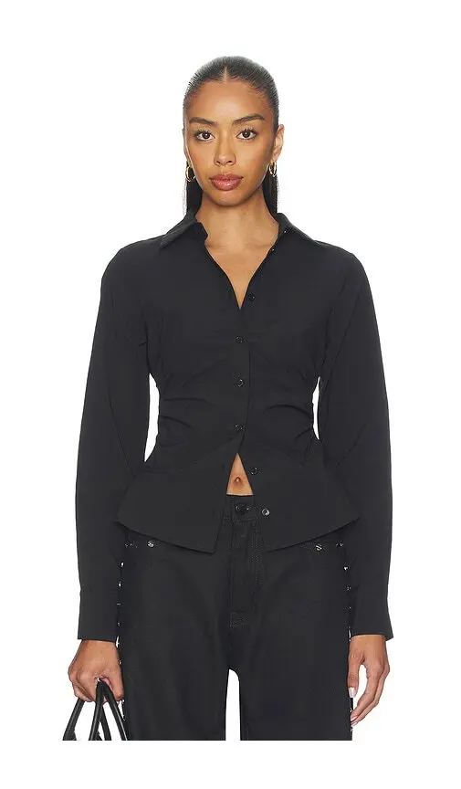 ALL THE WAYS Millie Button Up Top - Black