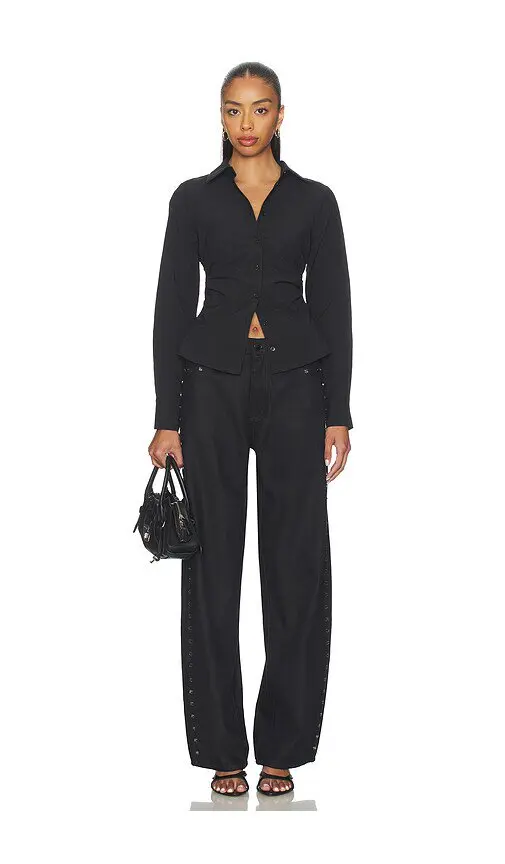 ALL THE WAYS Millie Button Up Top - Black