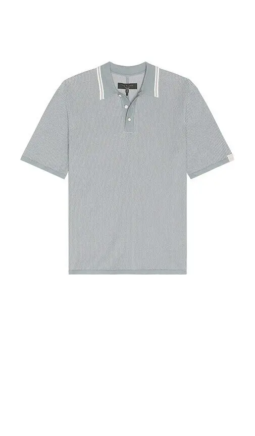 Rag & Bone Harvey Tipped Polo In Blue - Light Blue
