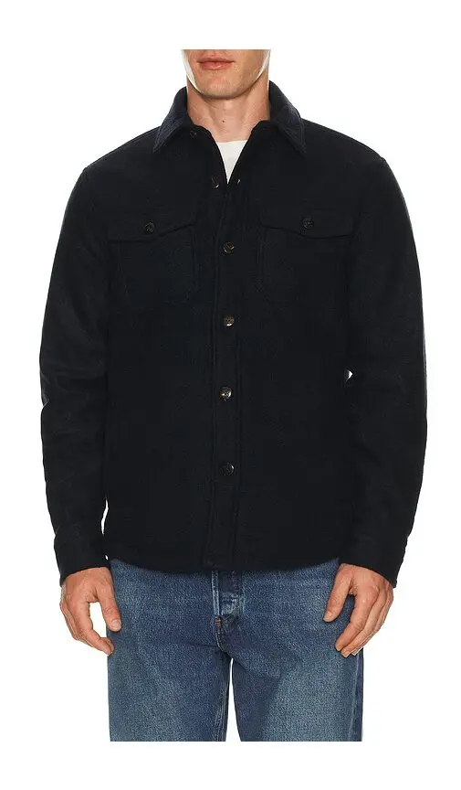 Faherty Brand Range Fleece Lined Shacket - Navy Shadow Twill