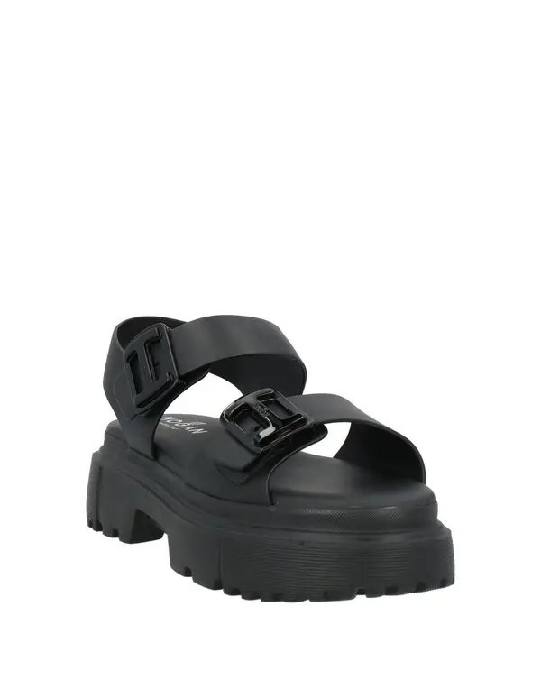 Hogan Leather Sandals With Buckle Fastening - Black