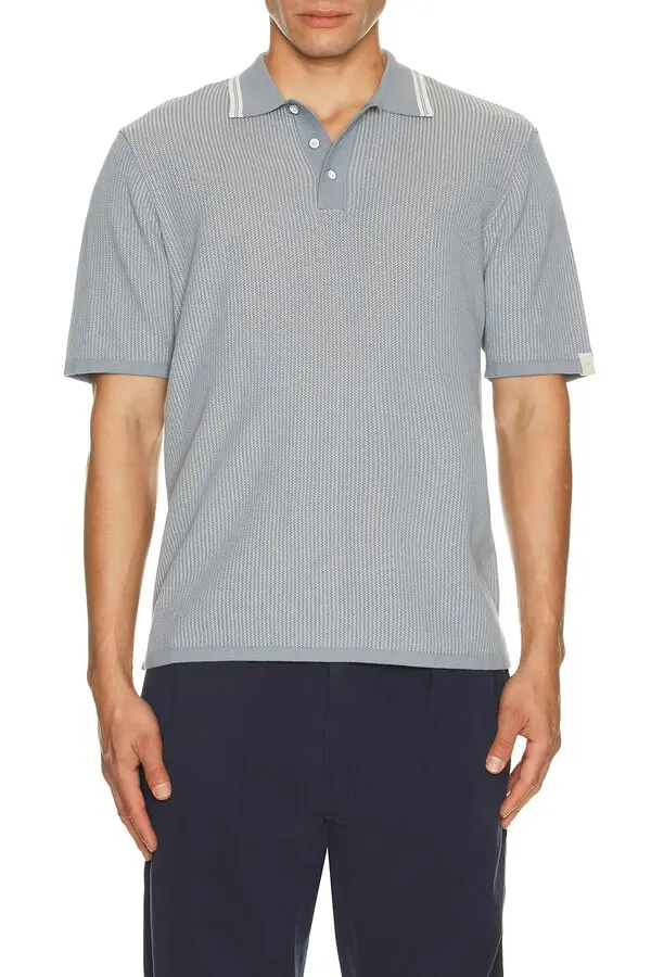 Rag & Bone Harvey Tipped Polo In Blue - Light Blue