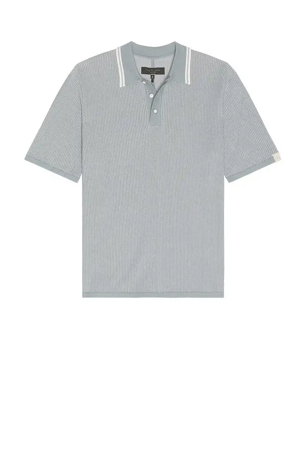 Rag & Bone Harvey Tipped Polo In Blue - Light Blue