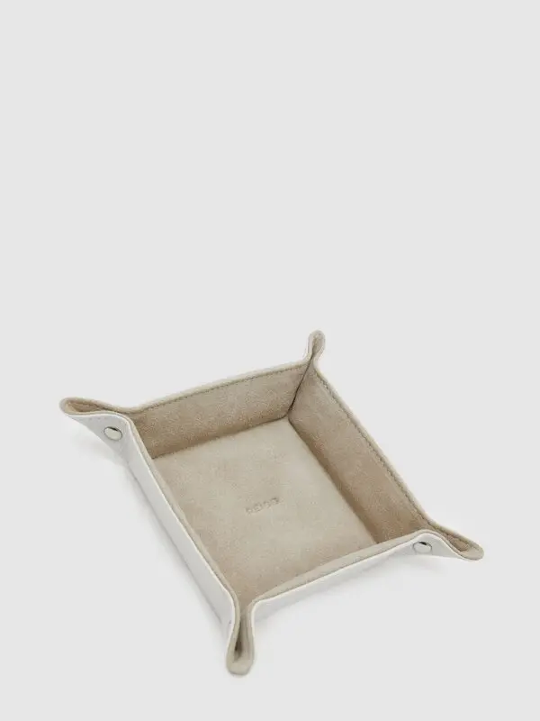 NEXT Grained-leather Coin Tray - Off White