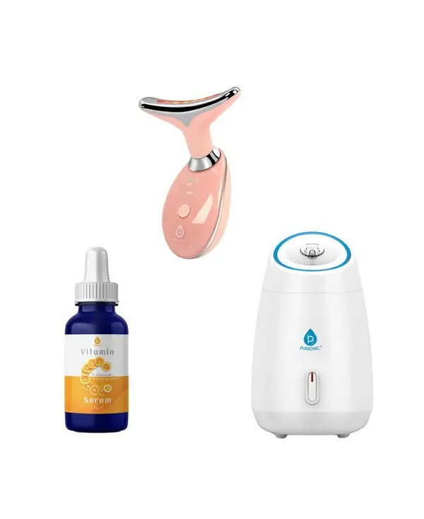 PURSONIC Glow & Renew Skincare Bundle: Facial Steamer - White