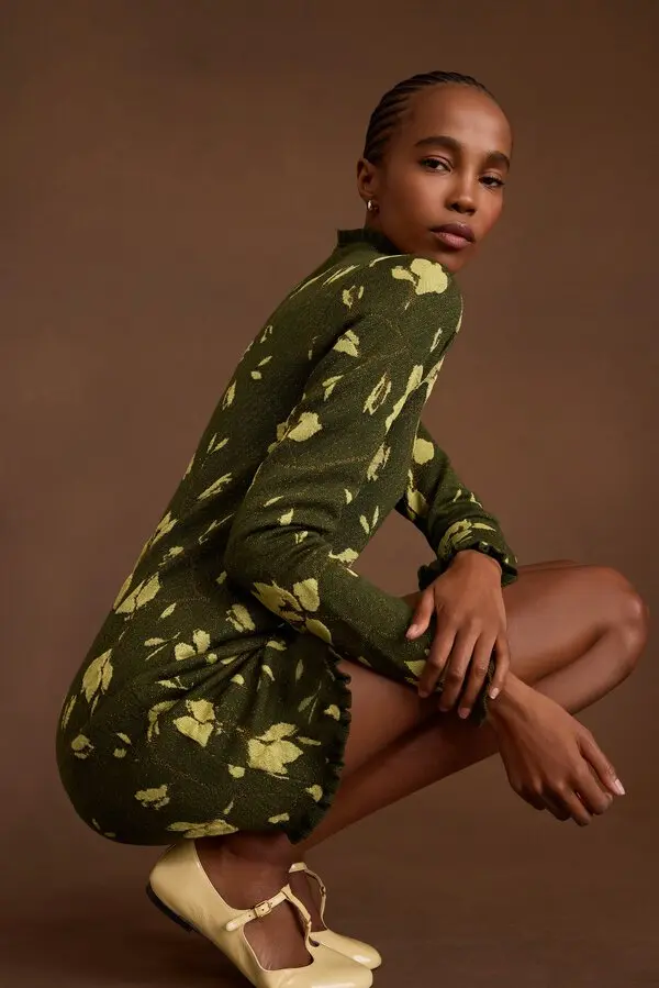MARIE OLIVER Oaklynn Floral Jacquard Knit Dress