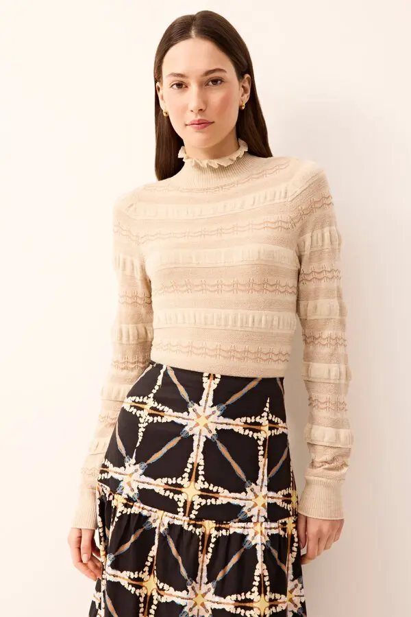 MARIE OLIVER Adison Metallic Pointelle Knit Top
