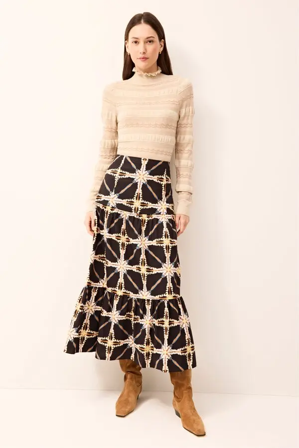 MARIE OLIVER Adison Metallic Pointelle Knit Top