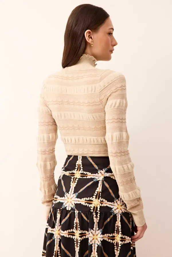 MARIE OLIVER Adison Metallic Pointelle Knit Top