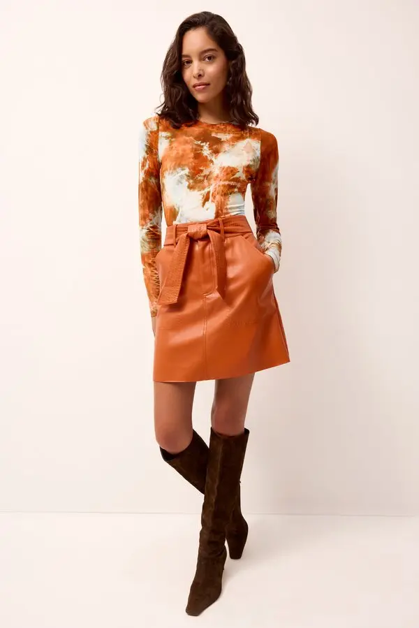MARIE OLIVER Vallie Vegan Leather Skirt