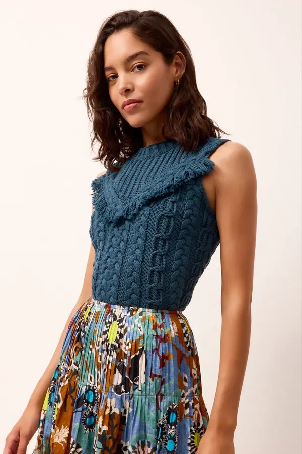MARIE OLIVER Wesley Cropped Knit Top - Sea