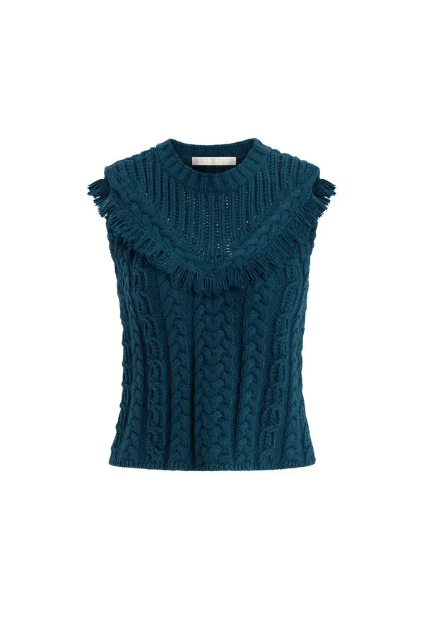 MARIE OLIVER Wesley Cropped Knit Top - Sea