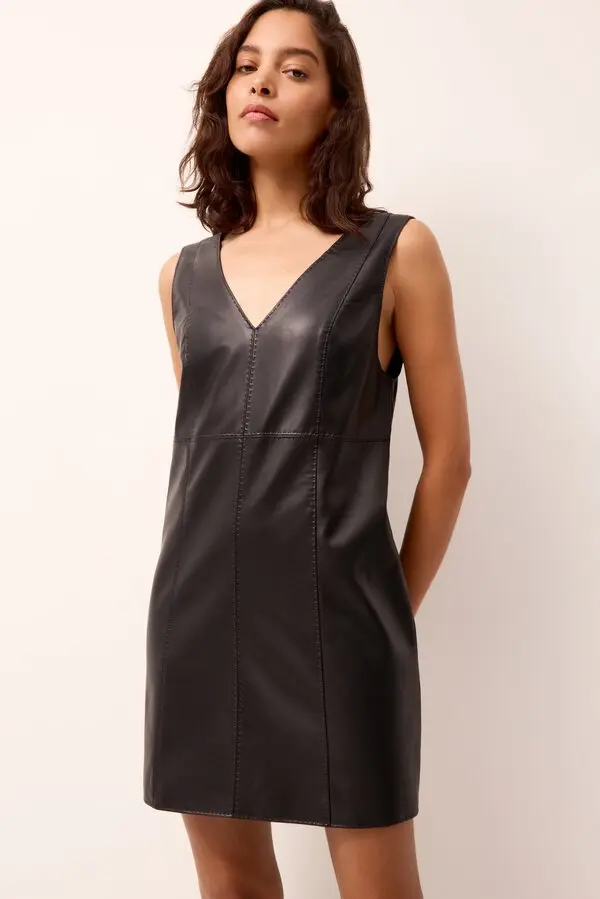 MARIE OLIVER Violette Vegan Leather Sheath Dress - Black