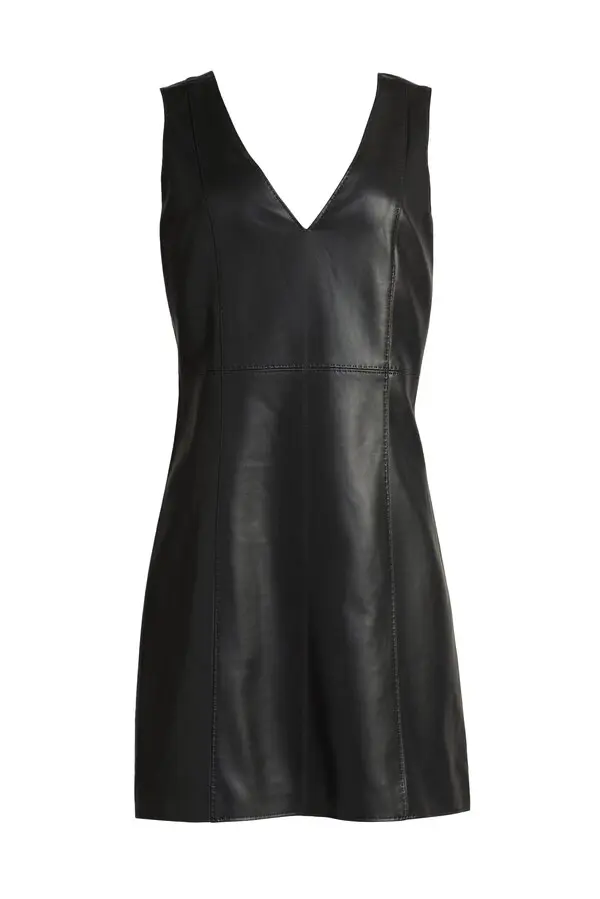 MARIE OLIVER Violette Vegan Leather Sheath Dress - Black
