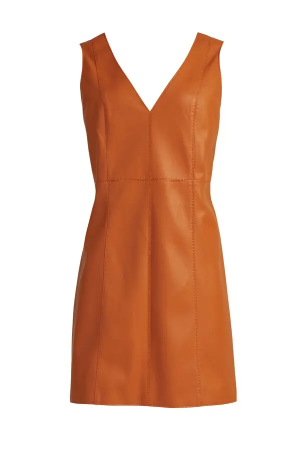 MARIE OLIVER Violette Vegan Leather Dress - Brandy