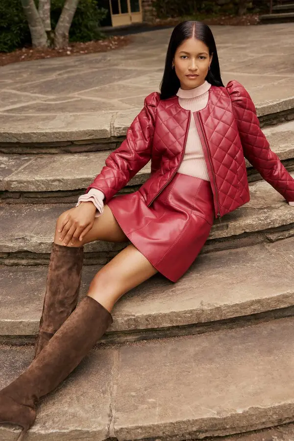 MARIE OLIVER Faison Quilted Moto Jacket