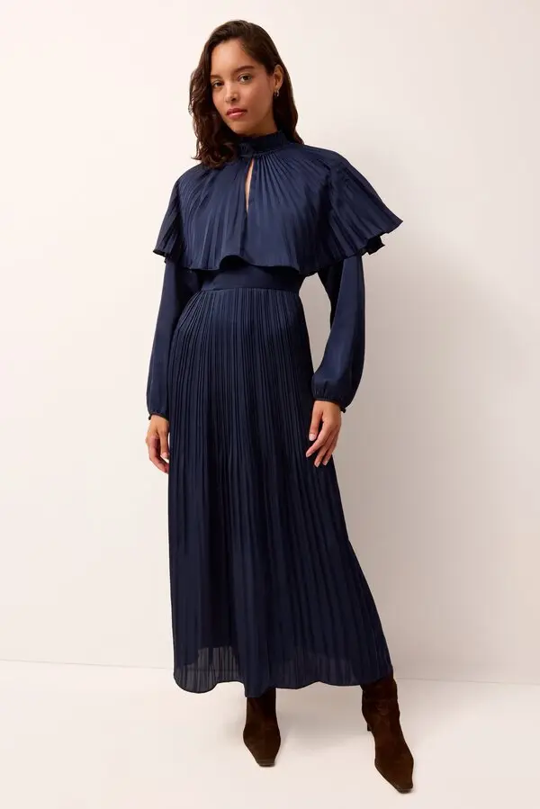 MARIE OLIVER Verity Pleated Cape Dress