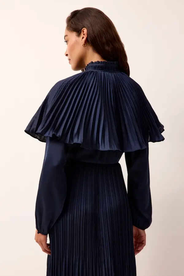 MARIE OLIVER Verity Pleated Cape Dress