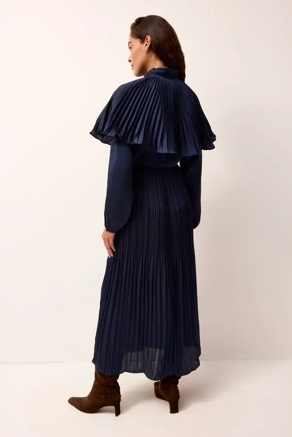 MARIE OLIVER Verity Pleated Cape Dress