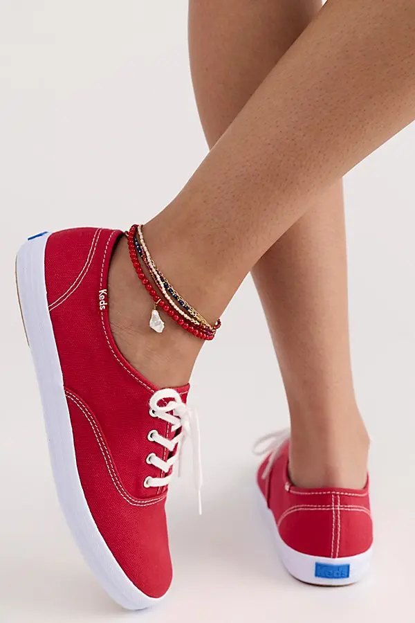 KEDS Champion Canvas Lace-up Sneakers - Red