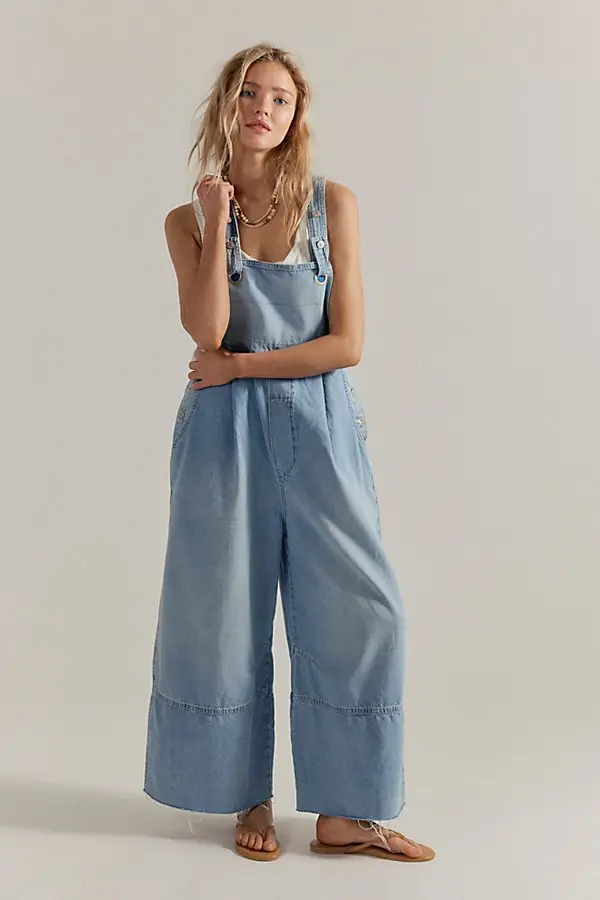 Free People We The Free Rambler Overalls - Ghost Ranch