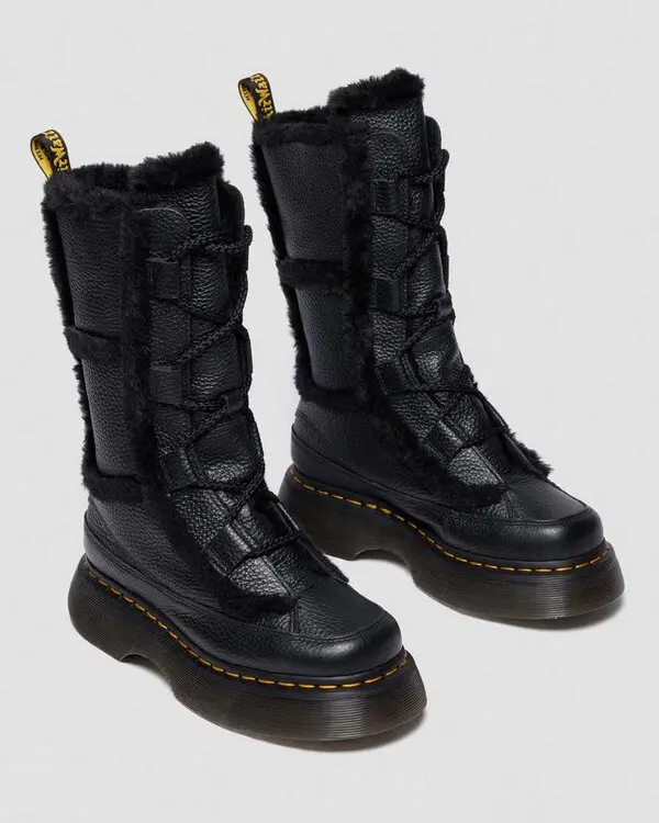 Dr. Martens Buzz Lace Up Faux Fur Lined Leather Boots - Black