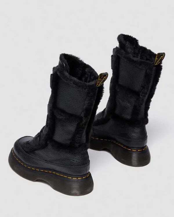 Dr. Martens Buzz Lace Up Faux Fur Lined Leather Boots - Black