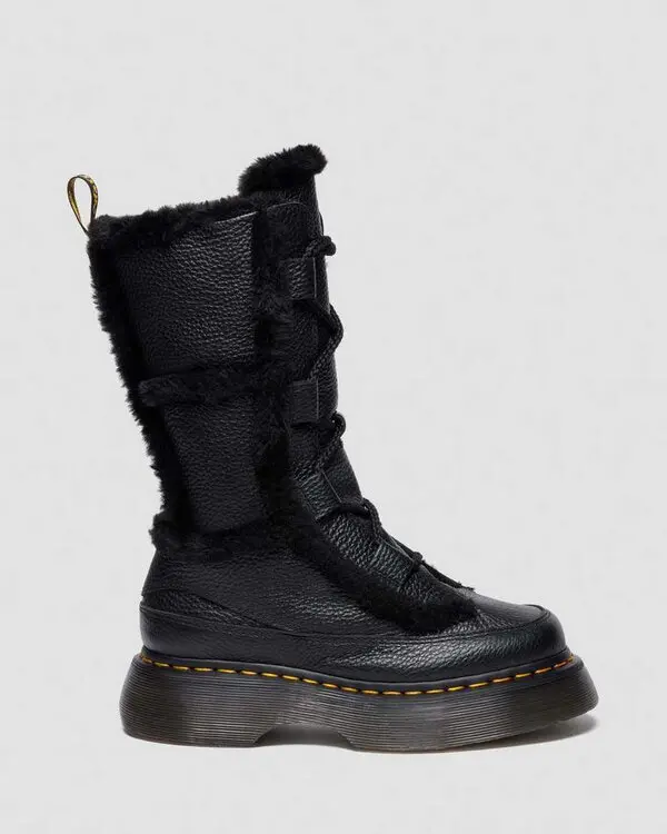 Dr. Martens Buzz Lace Up Faux Fur Lined Leather Boots - Black