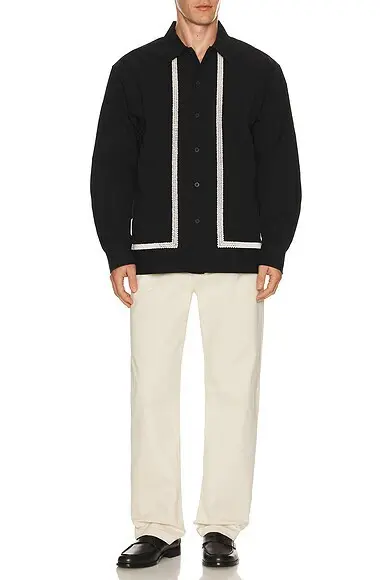 Nn07 Reed Embroidered Button Up Overshirt