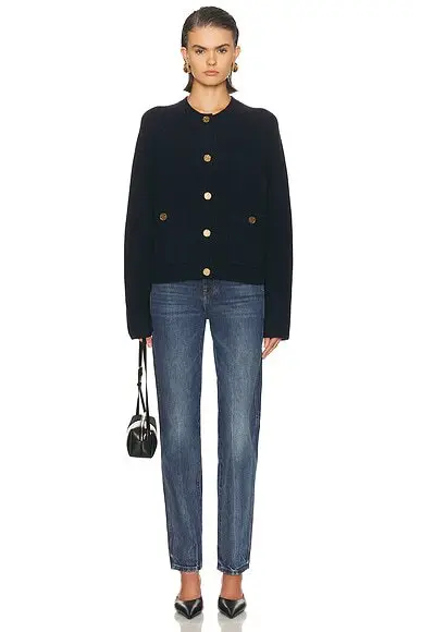 TOTEME Hammered Button Cardigan - Navy
