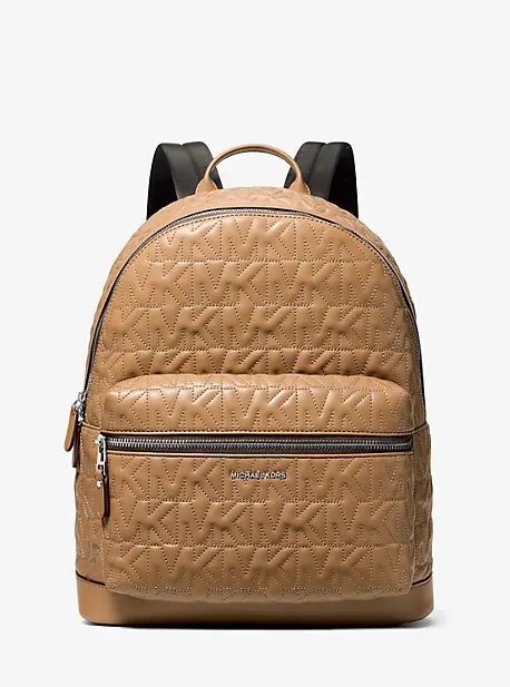 Michael Kors Hudson Medium Logo Embossed Dome Backpack - Natural