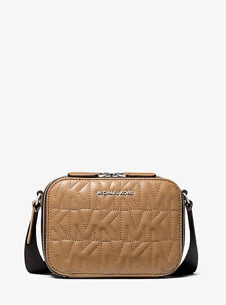 Michael Kors Hudson Logo Embossed Crossbody Bag - Natural