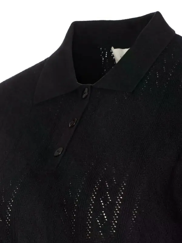 LISA YANG Button Collar Polo Top