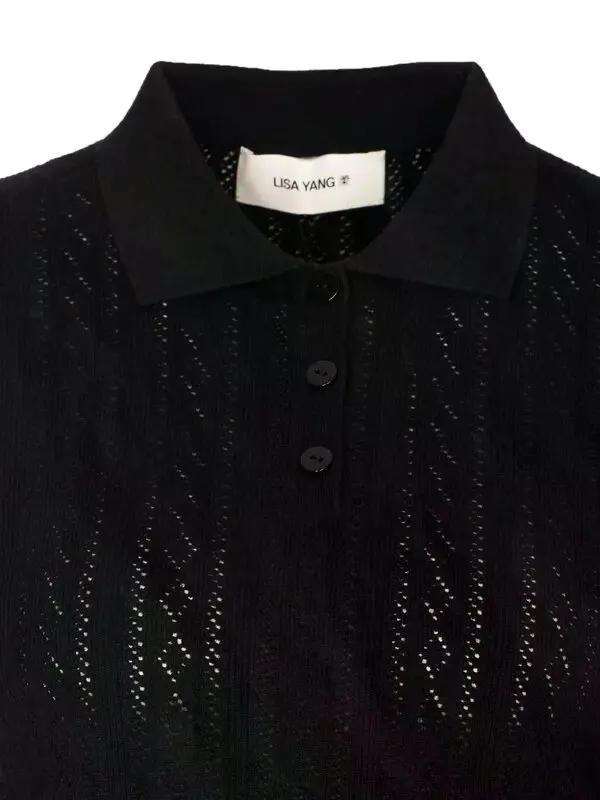 LISA YANG Button Collar Polo Top