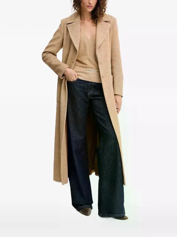 FRACOMINA Belted Herringbone Weave Coat