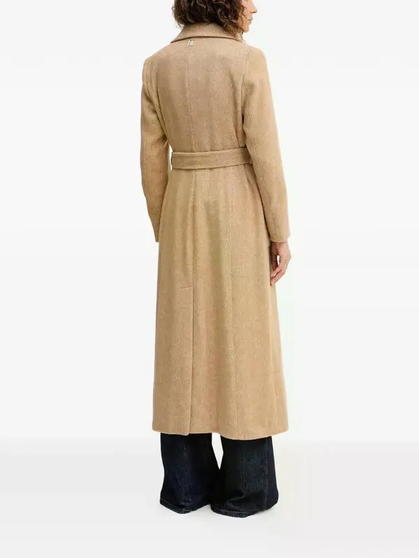 FRACOMINA Belted Herringbone Weave Coat
