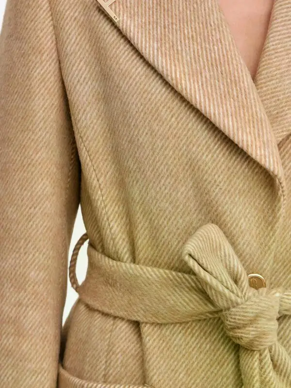 FRACOMINA Belted Herringbone Weave Coat