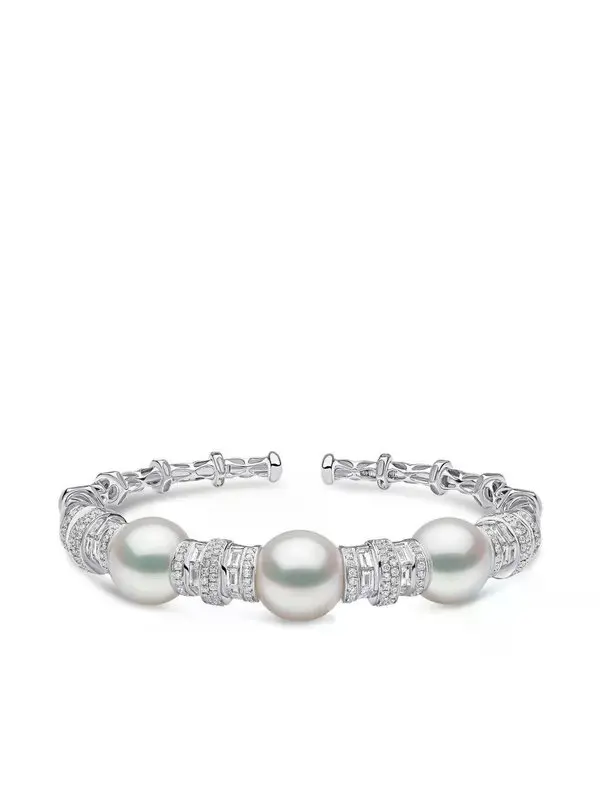 Yoko London Starlight Pearl And Diamond Bangle - Silver