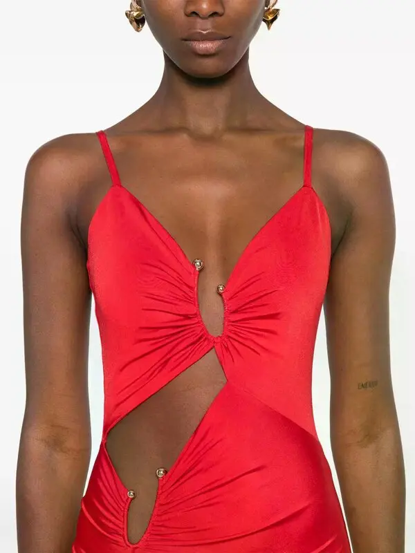 NISSA Cut-out Midi Dress - Red