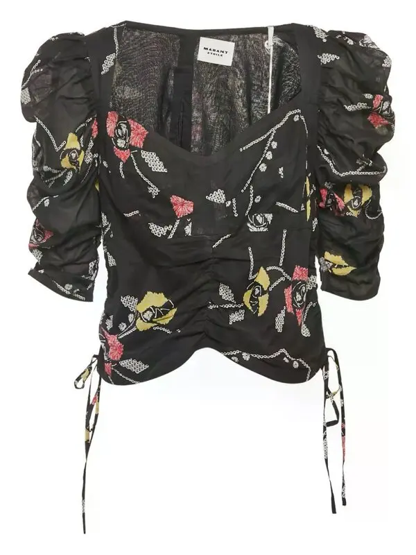 MARANT ETOILE Galaor Printed Top - Black