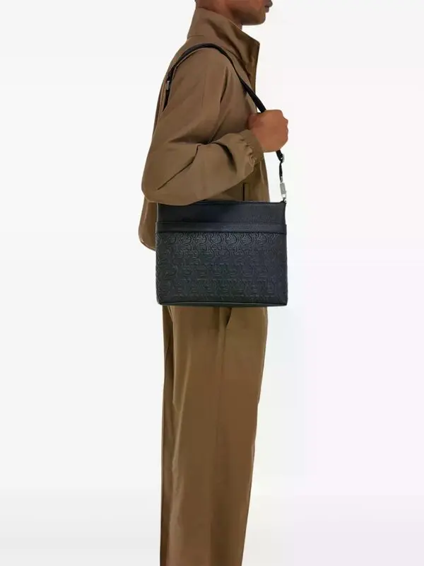 FERRAGAMO Gancini Embossed-pattern Messenger Bag