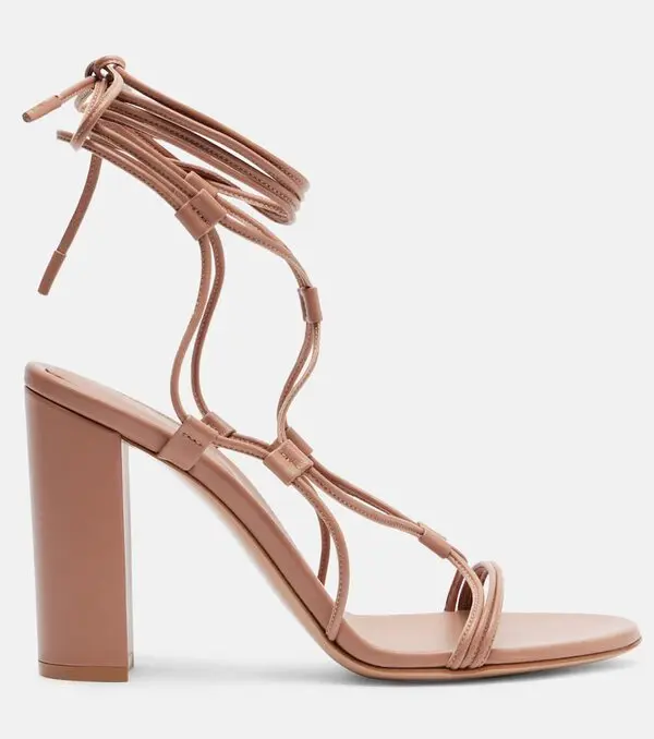 GIANVITO ROSSI 95 Leather Sandals - Pink
