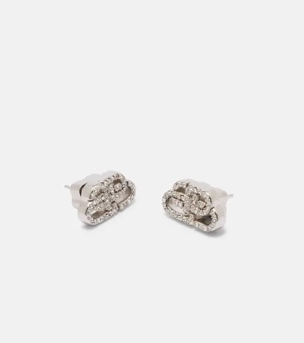Balenciaga Bb Embellished Earrings - Silver