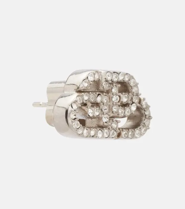 Balenciaga Bb Embellished Earrings - Silver