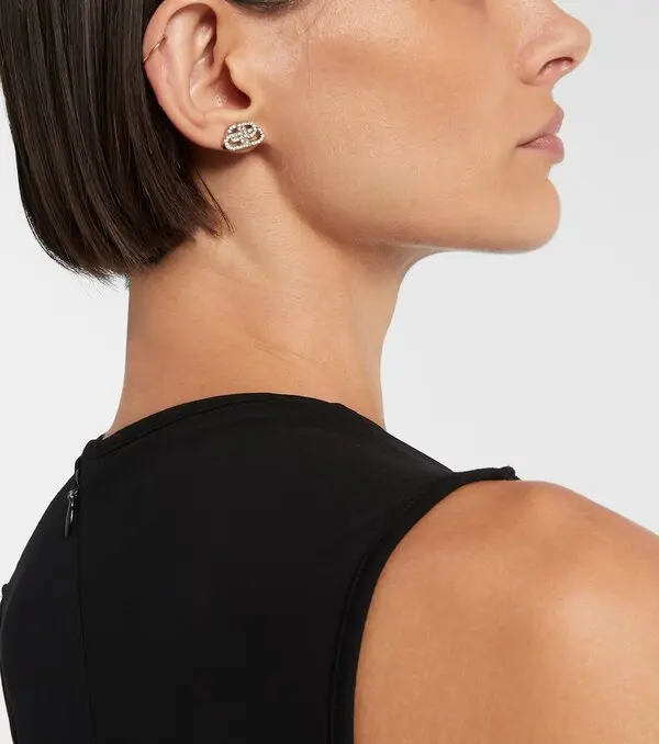 Balenciaga Bb Embellished Earrings - Silver