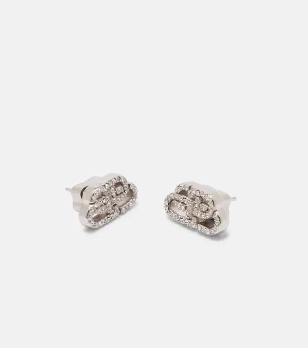 Balenciaga Bb Embellished Earrings - Silver