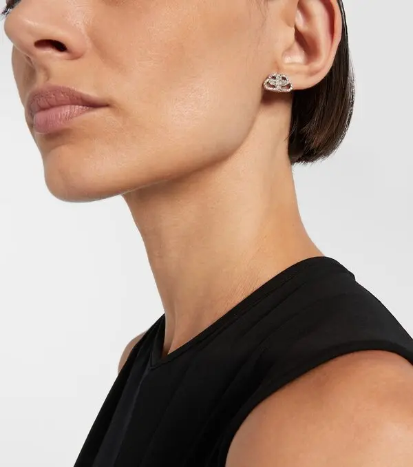 Balenciaga Bb Embellished Earrings - Silver
