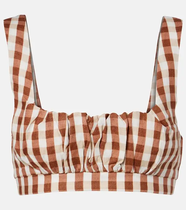 Faithfull The Brand Ida Gingham Linen Crop Top