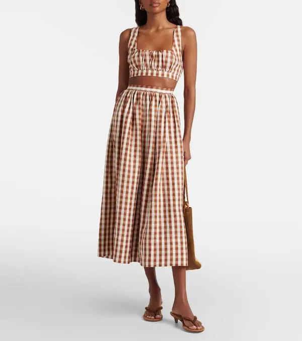 Faithfull The Brand Ida Gingham Linen Crop Top