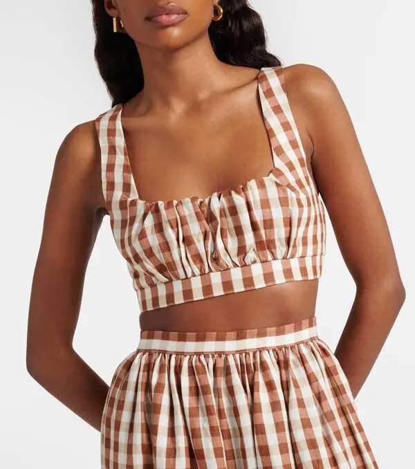 Faithfull The Brand Ida Gingham Linen Crop Top